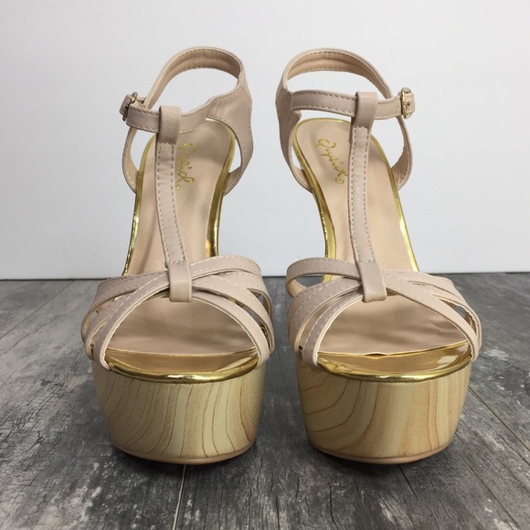 Qupid | Shoes | Curved Heel Less Wedge Platform T Strap Sandal | Poshmark